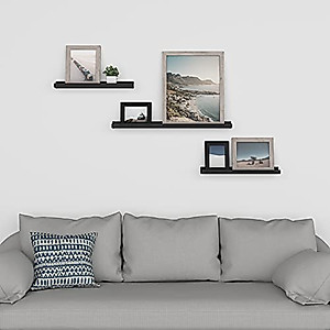 Ballucci Floating Wall Shelf, 35" Wall Mounted Long Picture Ledge Wood Shelf for Nursery, Living Room, Bedroom, Kitchen - Black