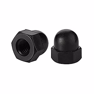 M6-1.00 Acorn Nuts Nylon Hex Cap Nut Inner Threaded Protection Cover, Black, Quantity 25