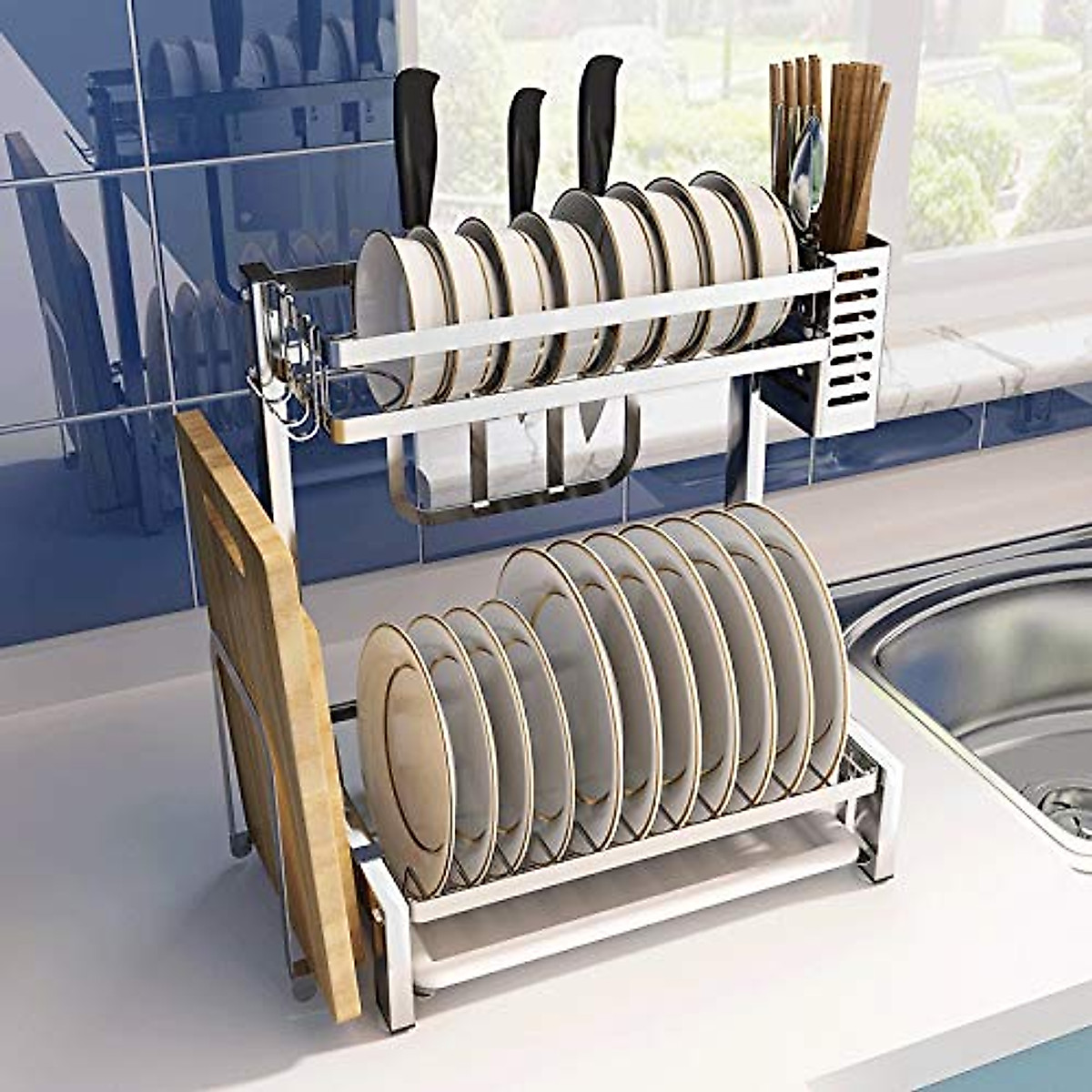 PDGJG 304 Stainless Steel Dish Rack Drain Rack Drying Filter Tableware Storage Box Dishes Dishes Supplies Kitchen Racks 2 Layers