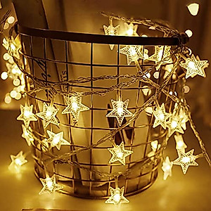 Fairy Lights, Star Stirng Lights 34 FT 100 LED, Indoor Twinkle Lights with 8 Modes, USB Hanging Wall Lights with Remote Control, Wedding Bedroom Party Christmas Decorations (Warm White)