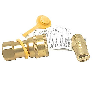 1/2" QDD LP Gas Quick Connect/Disconnect Connector & Male Insert Plug [8630 3308] Solid Brass 1/2 PSIG Pressure Input 1/2 Ins & 1/2" Male NPT x 1/2 inch Natural Gas Propane Fitting Connector