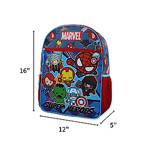 Marvel Kawaii Boys 16" Backpack 5 piece School Set (One Size, Blue)
