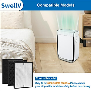 SwellV 3000 Filter Replacement Compatible with 3000, 3000M, 3000 Pro, Includes 2 Filters, 2 Activated Carbon and 6 Extra Carbon Pre-Filters (2+2+6)