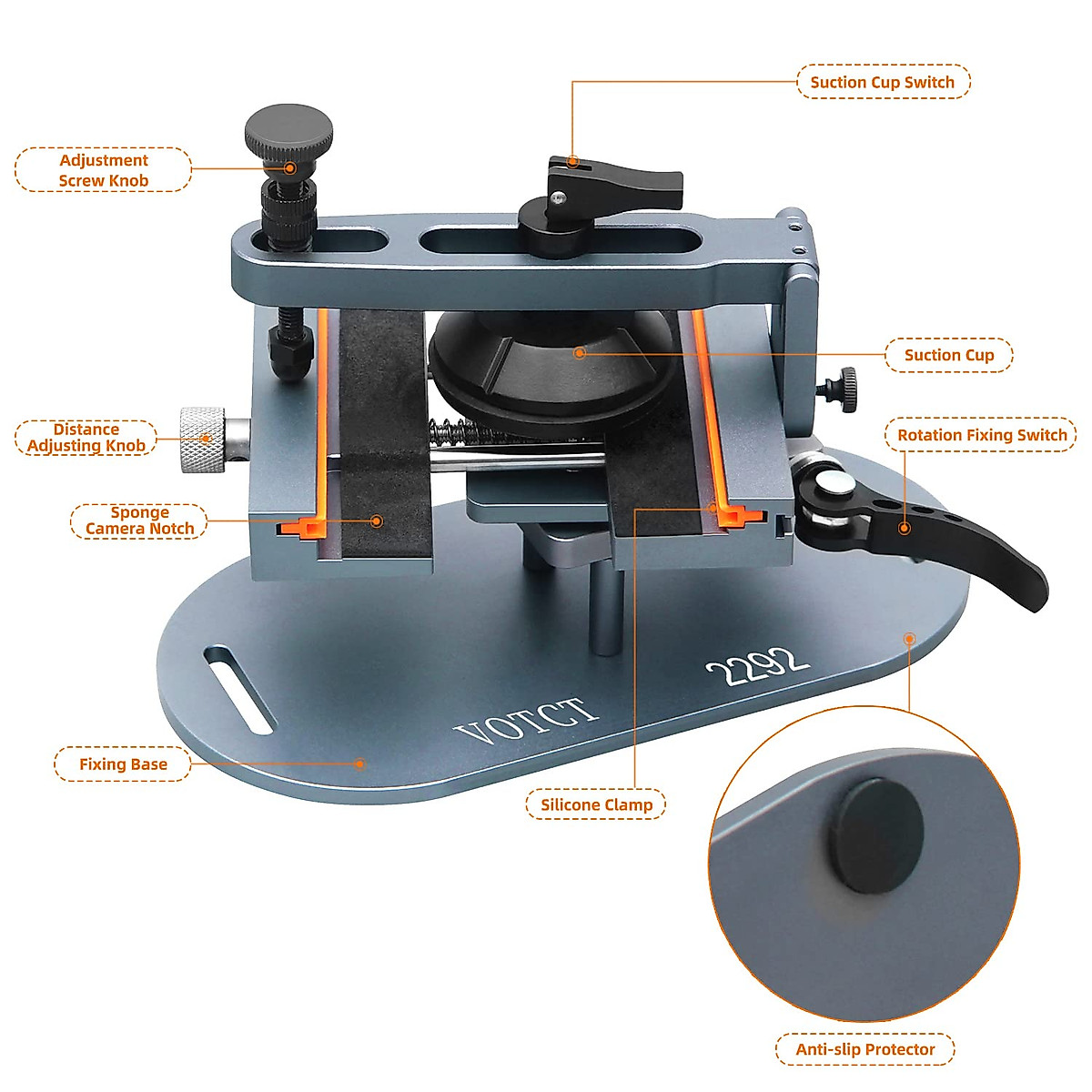 VOTCT Phone Screen Separator Aluminium Alloy Phone Screen Opener with Suction Cup Heating Free 360 Rotatable LCD Screen Opening Tool Cellphone Repair Jig Kit Compatible for iPhone Samsung Huawei