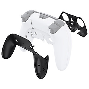 eXtremeRate Top Bottom Decorative Trim Shell Compatible with ps5 Edge Controller DIY Replacement Front Back Clip Shell, Custom Black Plates Cover Compatible with ps5 Edge Controller
