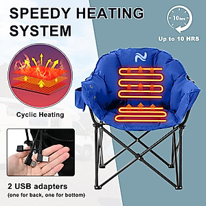 MOPHOTO Heated Camping Chair, Portable Heated Camping Chairs Outdoor, Padded Oversized Heated Folding Chairs Outdoor Sports, Heating Lawn Chair Patio Lounge Chairs for Adults