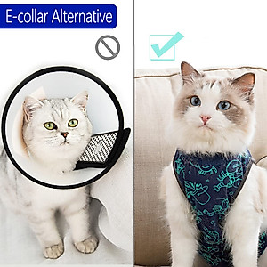 kzrfojy Cat After Surgery Recovery Suit / Onesie for Surgical Abdominal Wound Or Skin Diseases E-Collar Alternative Wear Cat Neutering Bodysuit Wear (Dark-Blue-M)