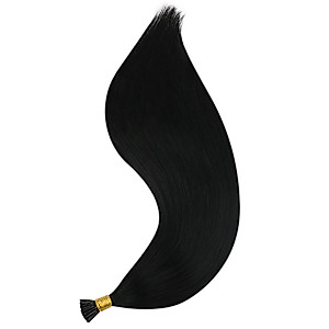 Sunny Hair 22inch I Tip Hair Extensions Human Hair Black Itip Human Hair Extension Jet Black I Tip Hair Extensions Black for Party Itips for Women Tip Hair Extensions Add Length 50G 50S
