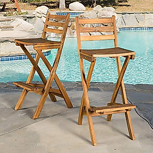 Christopher Knight Home Atlantic Outdoor Folding Wood Bar Stools
