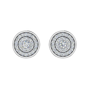1/3 Carat Round Diamond Halo Stud Earrings in 10K White Gold