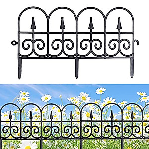Garden Fence, 10 Pack Decorative No Dig Fencing 20ft (L) x 20in (H) Rustproof Landscape Folding Fence Panel Border Decor Picket Flower Edging for Outdoor Patio Yard Landscape