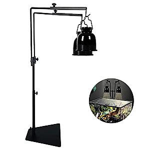 kathson 2 Hooks Reptile Dual Lamp Stand Adjustable 15 to 36.2" Reptile Basking Metal Lamp Holder Bracket Heat Light Hanger Holder Floor Light Support for Snake Lizard Turtle Amphibian