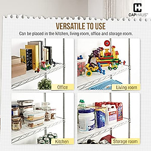 CAPHAUS NSF Adjustable 5 Tier Wire Shelving Unit w/Basket & Liner, Metal Storage Rack Corner Shelves, Storage Rack for Kitchen, Bathroom, Laundry Closet, Metal Wire Shelving w/Basket Shelves Black