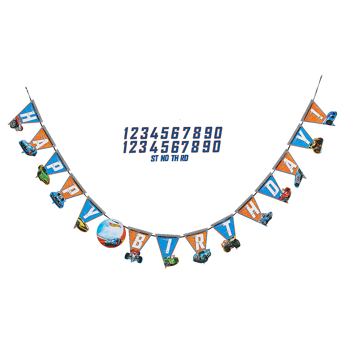 Hot Wheels Wild Race Jumbo Add-An-Age Letter Banner - 10.5' x 10" (Pack Of 1) - Multicolor Customizable Paper Birthday Decorations