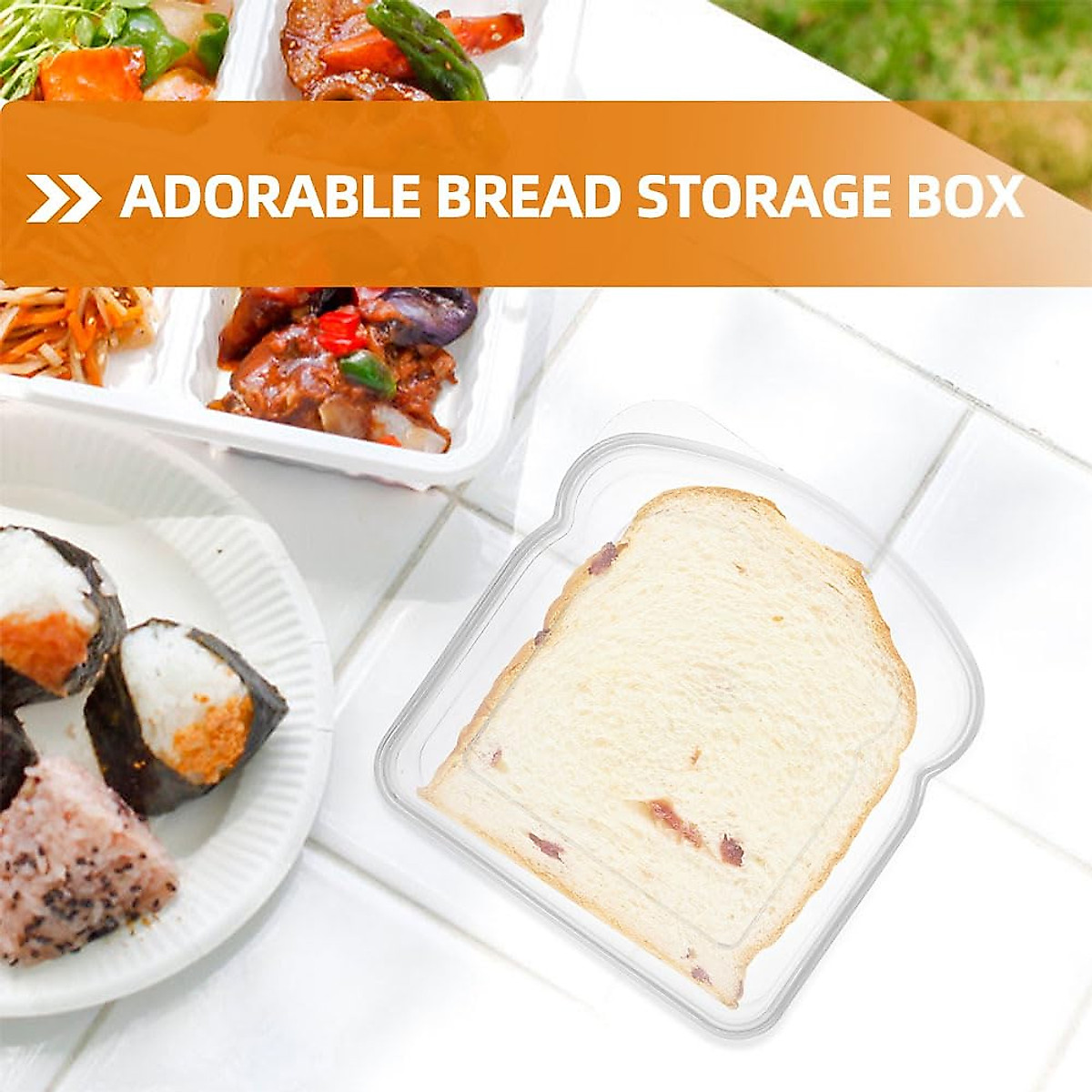 Luxshiny Toast Shape Sandwich Box 2pcs Clear Plastic Sliced Toast Holder Microwave and Freezer Safe Food Storage Container for Camping