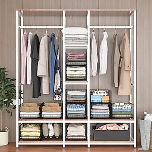 Hongtamoya 4-tier Sliding Closet Organizers and Drawer Storage Shelves, Stackable Storage Bins for Jean Pants Sweaters, Metal Drawer Slid Clothes Storage Container, Closet Organizers for Clothes-Black