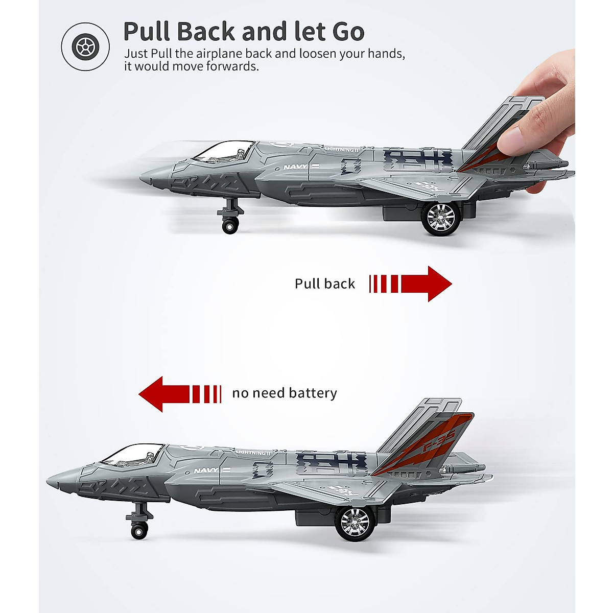 Geyiie Airplane Toys for Kids, Army Fighter Jet Diecast Plane Toys Helicopter for Boys Grils, Pull Back Airplanes with Light, Air Transport Toy Bomber Outdoor Gifts for Toddler Age 3-8 Gifts