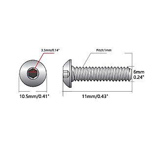 NGe M6x8mm Button Head Socket Cap Screws,Alloy Steel, Fully Threaded,Allen Hex Drive(M6x8,50Pcs)