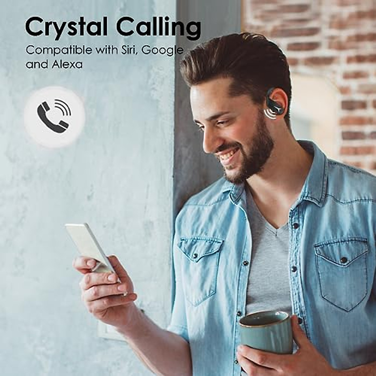 USBERG Wireless Earbuds for Sports, Dual Microphone Bluetooth Headphone, IPX5 Waterproof Headset, Black with USB-C Charging Case - Ideal for Running and Workouts