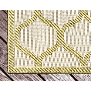 Unique Loom Outdoor Trellis Collection Area Rug - Moroccan (7' 1" x 10' Rectangle, Beige and Olive/ Beige)