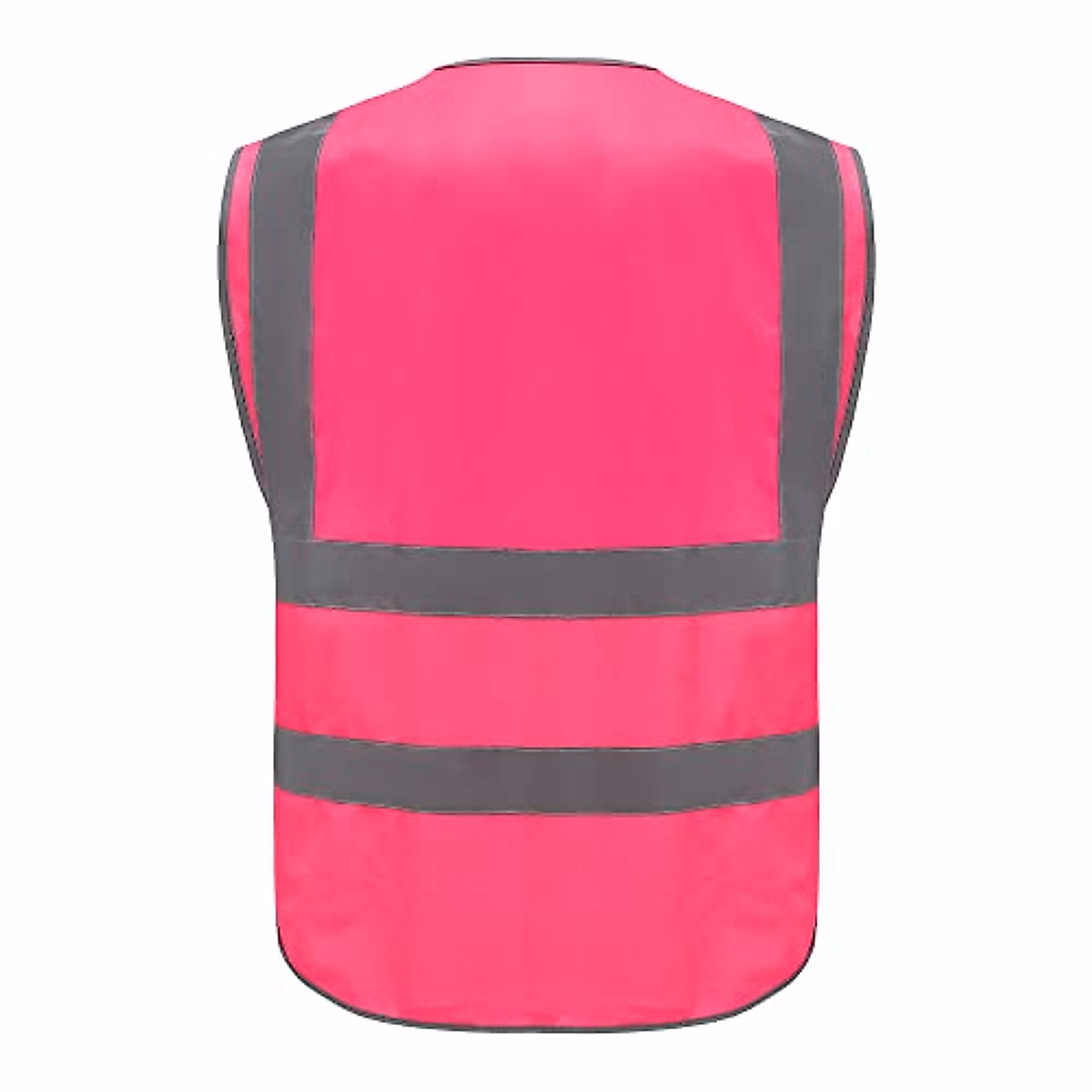 VICRR High Visibility Safety Vest with Reflective Strips, 9 Pockets Zipper Front, Construction Work Vest (Pink, s)