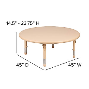 Flash Furniture Wren 45" Round Natural Plastic Height Adjustable Activity Table