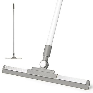 XXFLOWER Silicone Broom,Multifunction Magic Broom with Long Handle，Squeeze Broom Sweeping Water,Pet Hair Remover for Carpet,Kitchen,Bathroom Tile(Grey White)