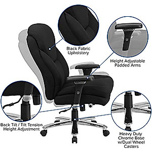 Flash Furniture HERCULES Series 24/7 Intensive Use Big & Tall 400 lb. Rated Black Fabric Executive Ergonomic Office Chair with Lumbar Knob