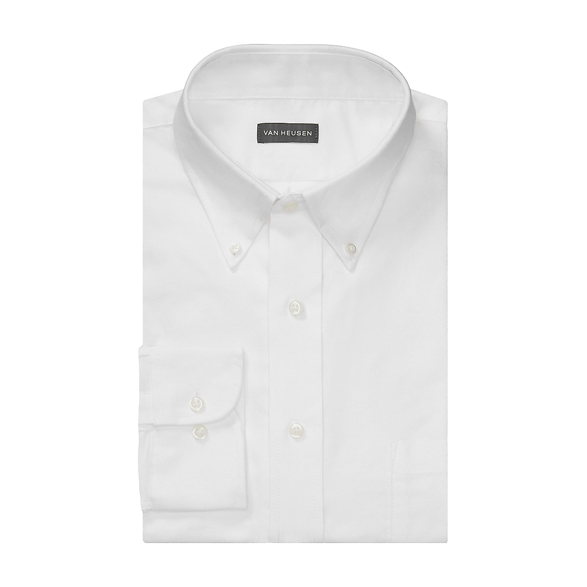 Van Heusen Men's Dress Shirt Oxford Solid Regular Fit, White, 16" Neck 34"-35" Sleeve