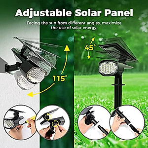 30 LEDs Solar Spot Lights Outdoor, 2 Modes Cold & Warm White Adjustable Solar Landscape Spotlights, IP68 Waterproof, Solar Outdoor Lights for Yard Garden Driveway Porch Walkway Pool Patio, 2 Pack