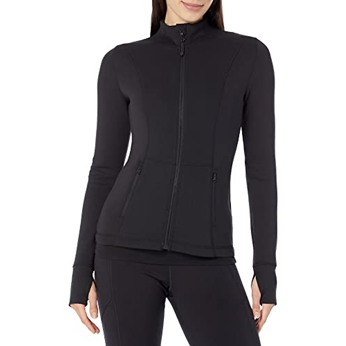 Amazon Essentials Women's Active Sweat Zip Through Jacket, Black, XX-Large