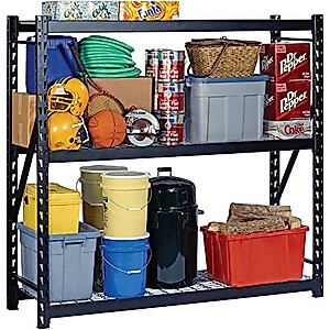 Edsal 72"H x 77"L x 24"W Steel Welded Storage Rack, Black