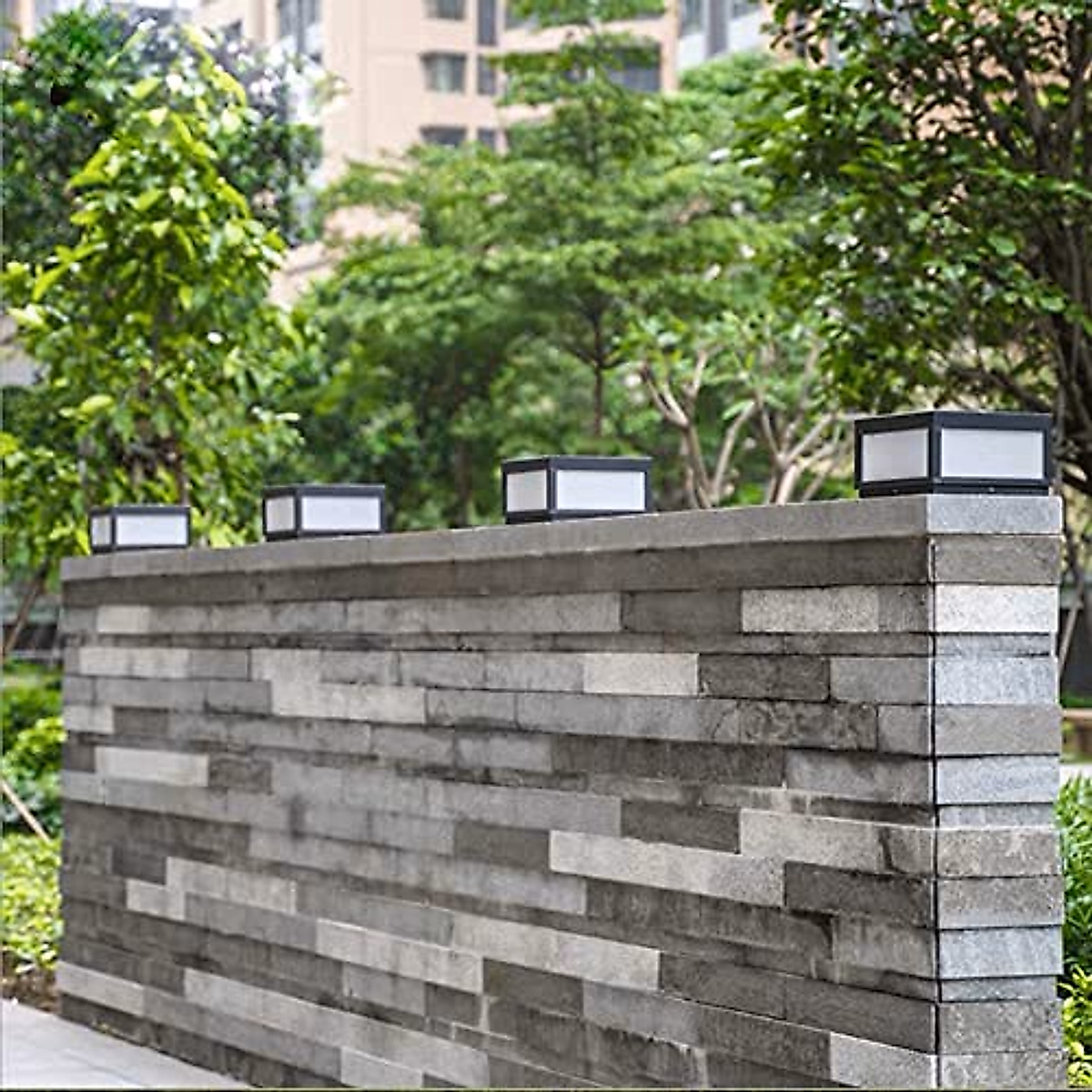 CZLZY Square Outdoor Waterproof Pillar Lamp, Die Casting Aluminum Pillar Lights, Acrylic Lamps, E27 Snail Lamps, Lawn Villa Courtyard Landscape Lights, Garden Pillar Pole Lamp