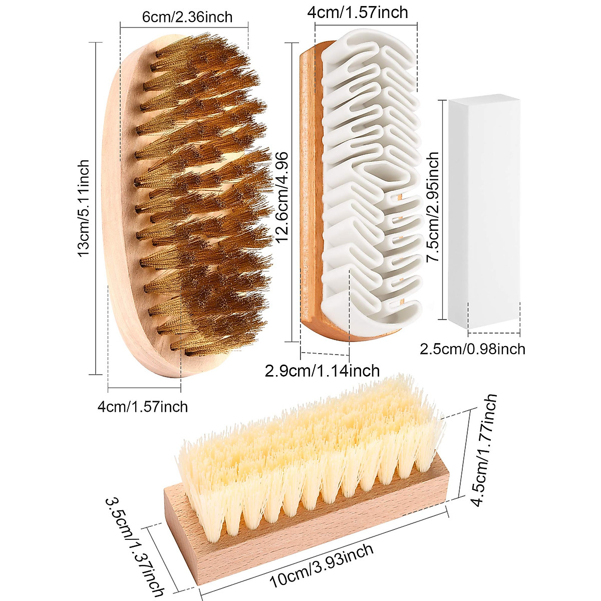 YoungJoy 4 Pcs Shoes Shine Dauber Suede Brush Nubuck Cleaner Crepe Applicators Suede Eraser Set(B)