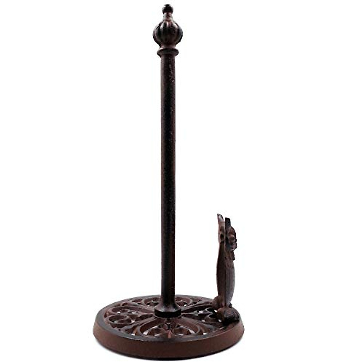 Vintage Standing Paper Towels Holder, Cast Iron Owl Kitchen Paper Stand with Non-slip Base, Antique Brown for Kitchen Bathroom Home Deco, Owl