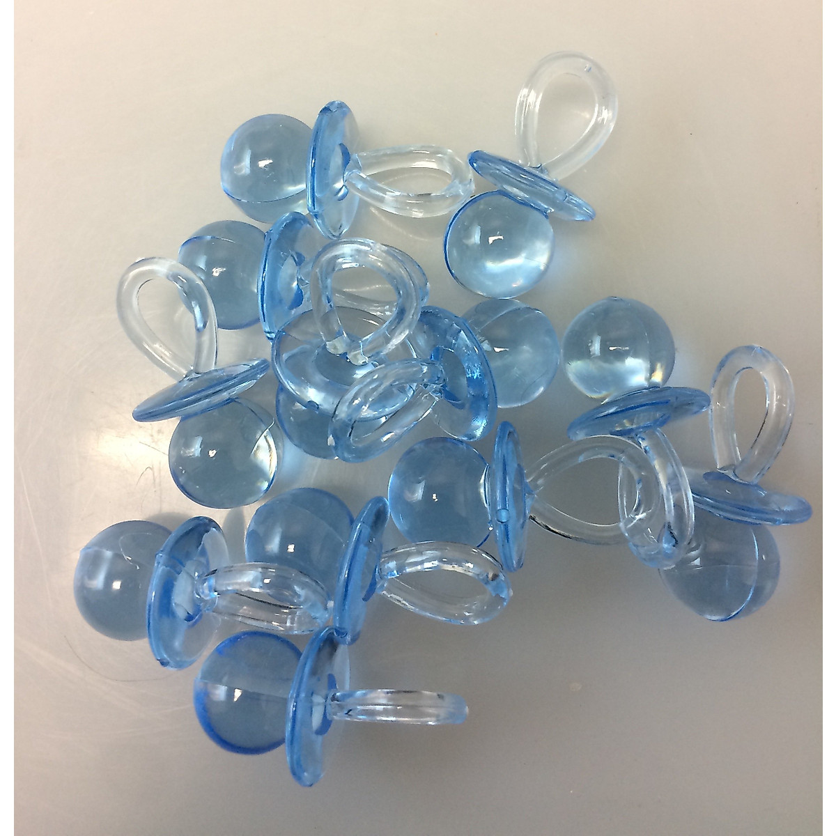 LA Crafts 1”, 2”, and 2.75” Inch Plastic Baby Pacifiers in Clear, Lt. Pink, Lt. Blue, and Yellow for Party Favors, Decorations, or Necklaces (Lt. Blue, 2" inches - 72 pcs)