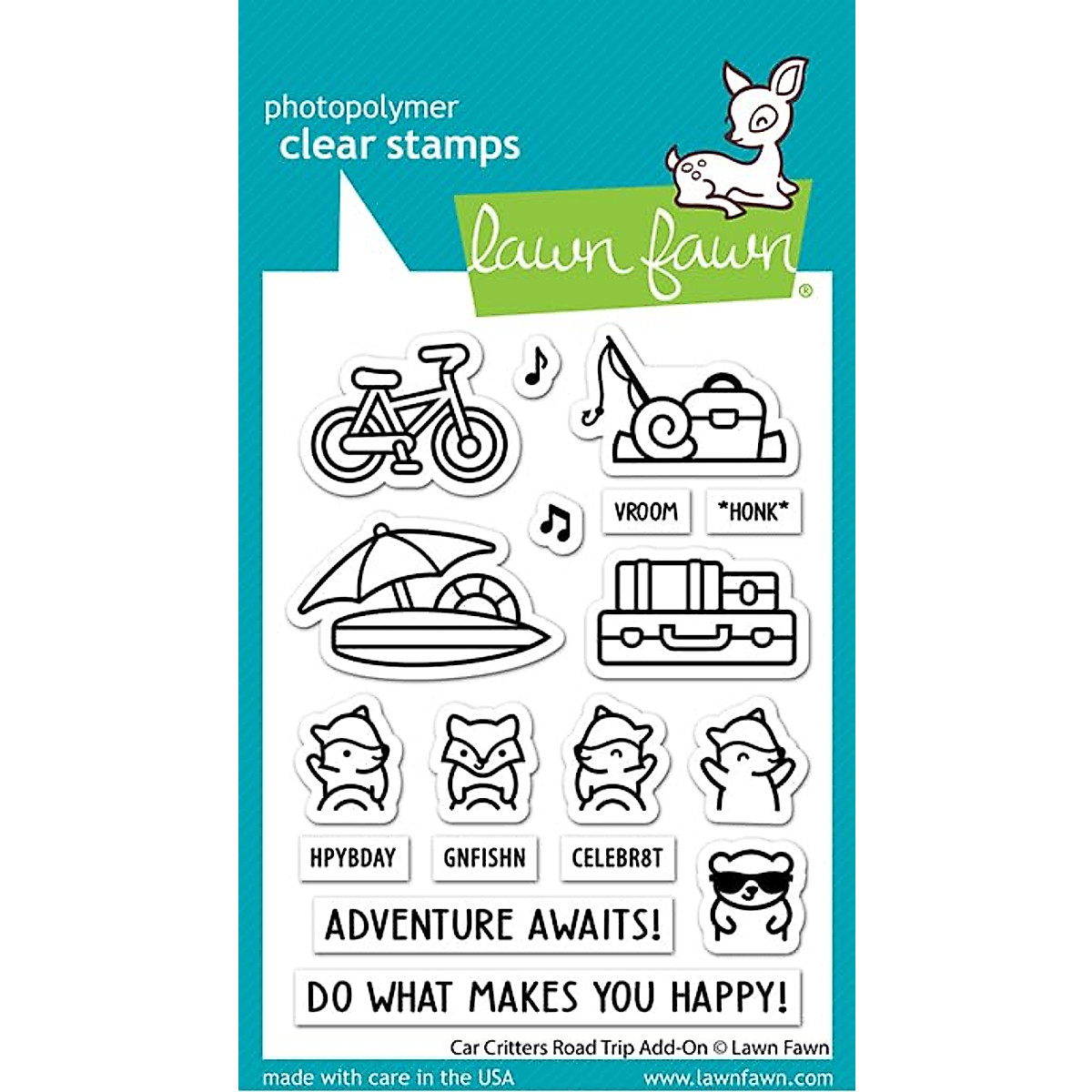 Lawn Fawn - Car Critters Road Trip Add-on Stamps, Dies and Pocket