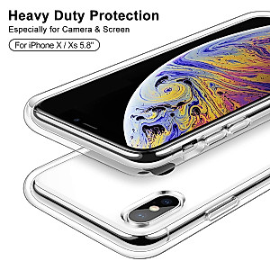 Meifigno Clear Designed for iPhone X/Xs Case, [Certified Military Protection] [Anti-Yellow] Transparent Hard PC with Soft TPU Bumper, Protective Phone Case Compatible with iPhone X/Xs 5.8", Clear