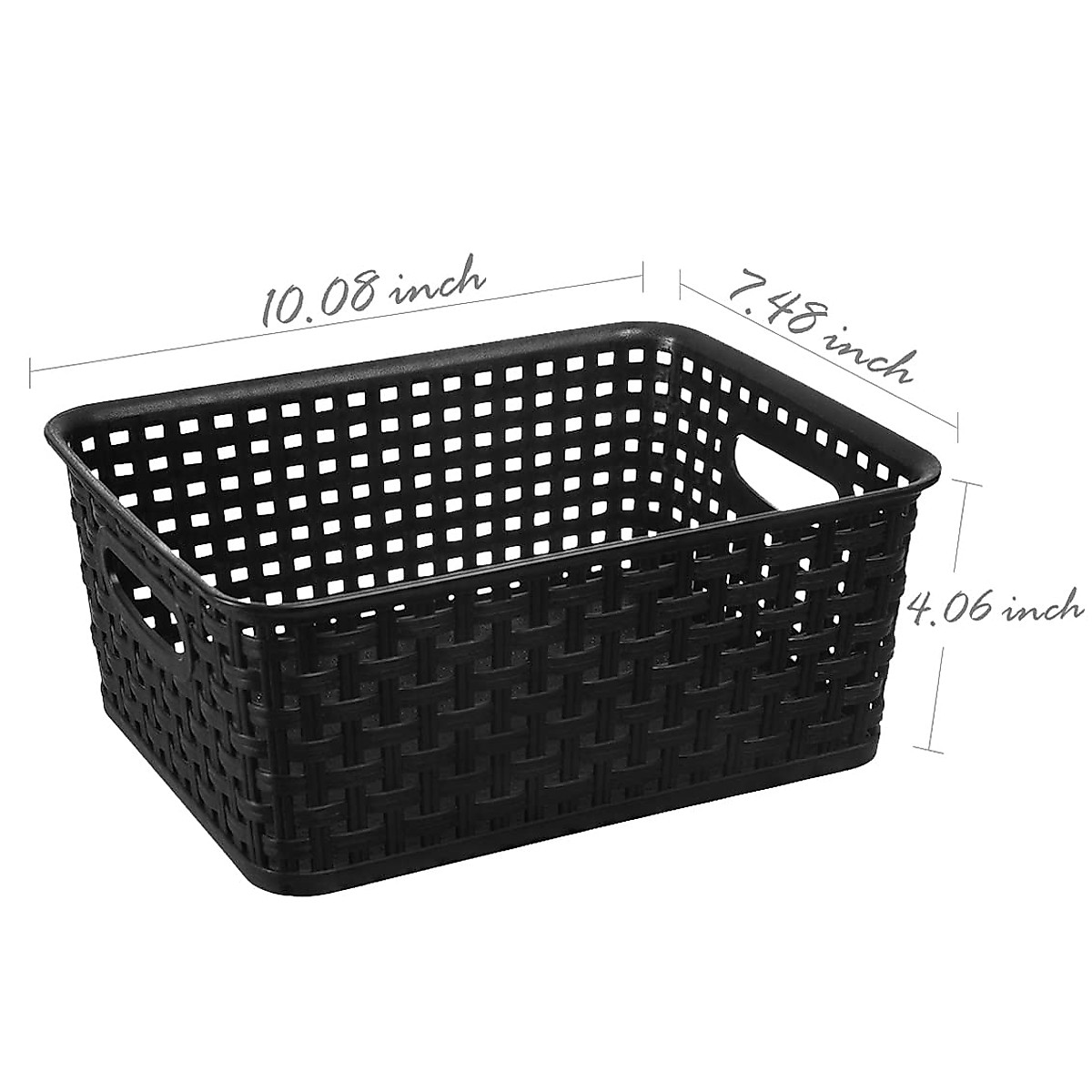 ZHENFAN Black Plastic Woven Storage Baskets, 6-Pack Weave Basket Organizer for Kitchen Office Bathroom