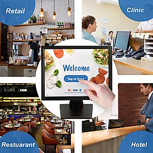 17-inch HDMI Resistive Touch Screen POS LED Monitor with VGA and HDMI Port and Cable, for Office, Retail, Restaurant, Bar, Gym, Warehouse