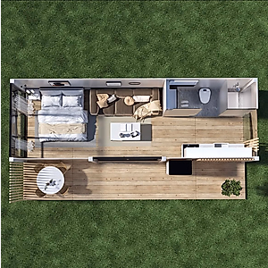 Generic Container Prefab Mobile Home with Solar System,for Hotel,Booth,Villa,Workshop, white, Pwch1