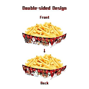 96 Pcs Paper Food Trays Christmas Party Cutlery Disposable Serving Tray Paper Food Boats for French Fries,Popcorn,Hot Dogs,Sandwiches,Etc