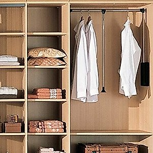 Drop-Down Wardrobe Hanging Rails, Automatic Rebound Width Adjustable, Large Retractable Wardrobe Hangers, Light Storage System with Aluminum Poles, Space Saving, Load 30KG (Size : 450-600mm