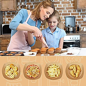 ZenTiky 100pc Air Fryer Disposable Paper Liner, Disposable Fryer Paper Pads, Non-Stick Air Fryer Liners with 100pc Disposable Gloves and Baking Brush for Baking Roasting Microwave Frying Pan, 6.3"