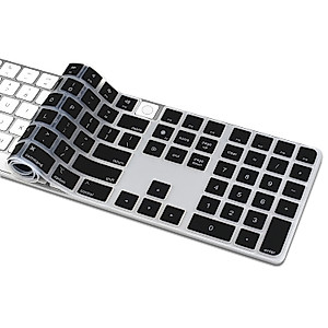 ProElife Ultra Thin Silicone Keyboard Cover Skin for 2023-2021 Magic Keyboard with Touch ID and Numeric Keypad Model-A2520 U.S Enter Protector (3 Keys ON The Left of The Space BAR) (Black)