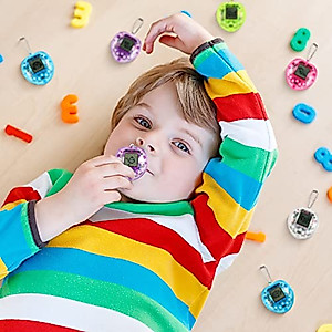 5 Pieces Virtual Pets Keychain for Kids Electronic Digital Pets Keychain 168 Pets Retro Handheld Game Machine for Halloween Christmas Random Color (Clear Heart Shape)