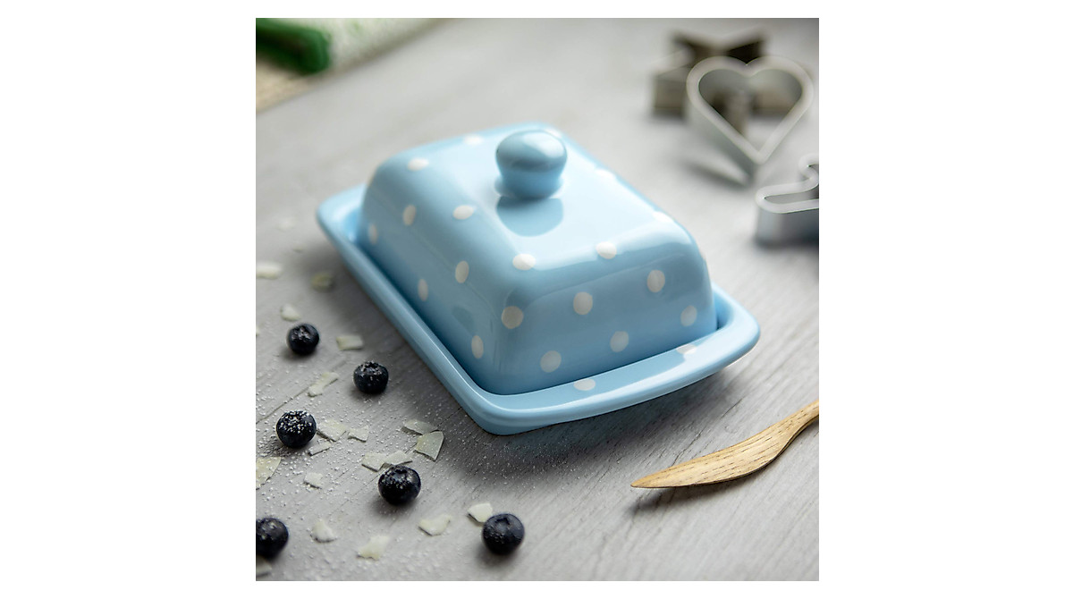 Unique Sky Blue Ceramic Butter Dish - Handmade & Eco-Friendly