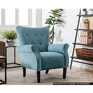 Blue Accent Chair, Unique Chair Armchair Solid Wood Comfy Modern Home Furniture for Living Room 32" Lx28.75 Wx38.25 H