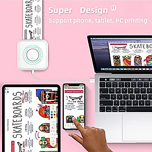 KEVGNRO InstaProud - Portable Sticker Printer, Mini Pocket Thermal Printer, Mini Printer Sticker Maker with 10 Rolls Paper for Photos, Memos, Study Notes (Pink)