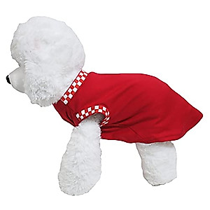 Petitebella Plain Checkered Hemmed Puppy Dog Shirt (Red, Medium)